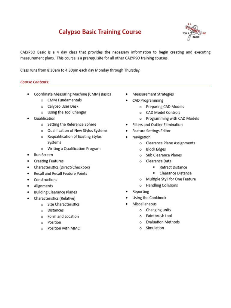 ZEISS CALYPSO Basic Training | PDF