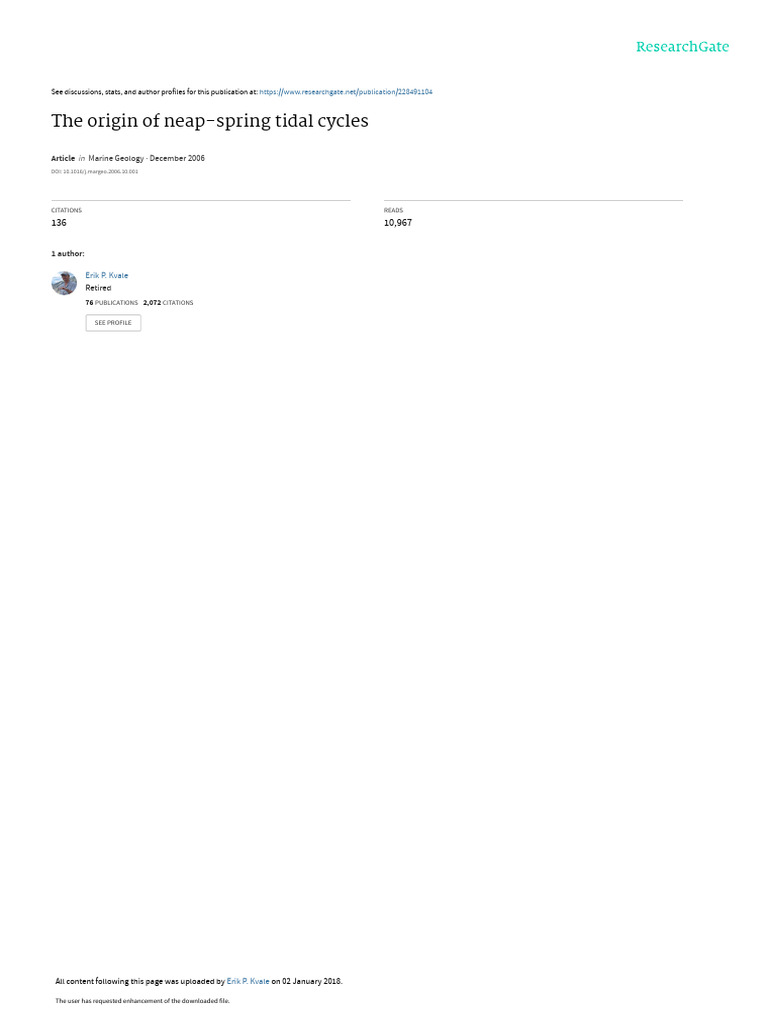 The Origin of Neap-Spring Tidal Cycles | PDF