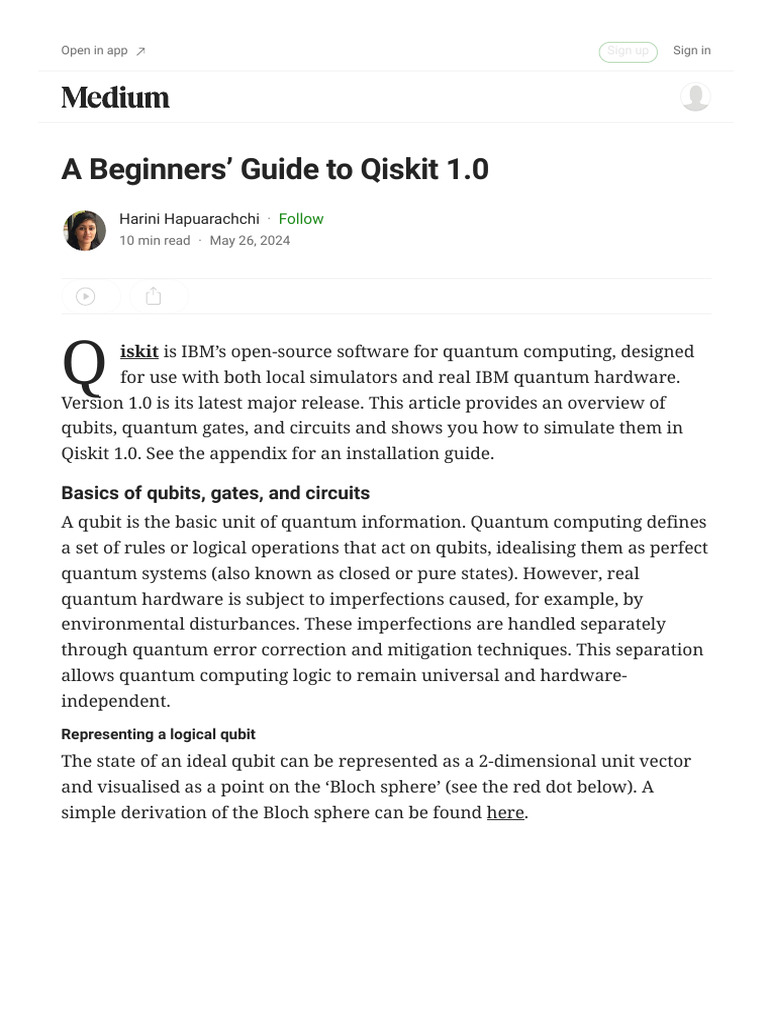 A Beginners' Guide To Qiskit 1.0. This Article Provides An Overview of ...
