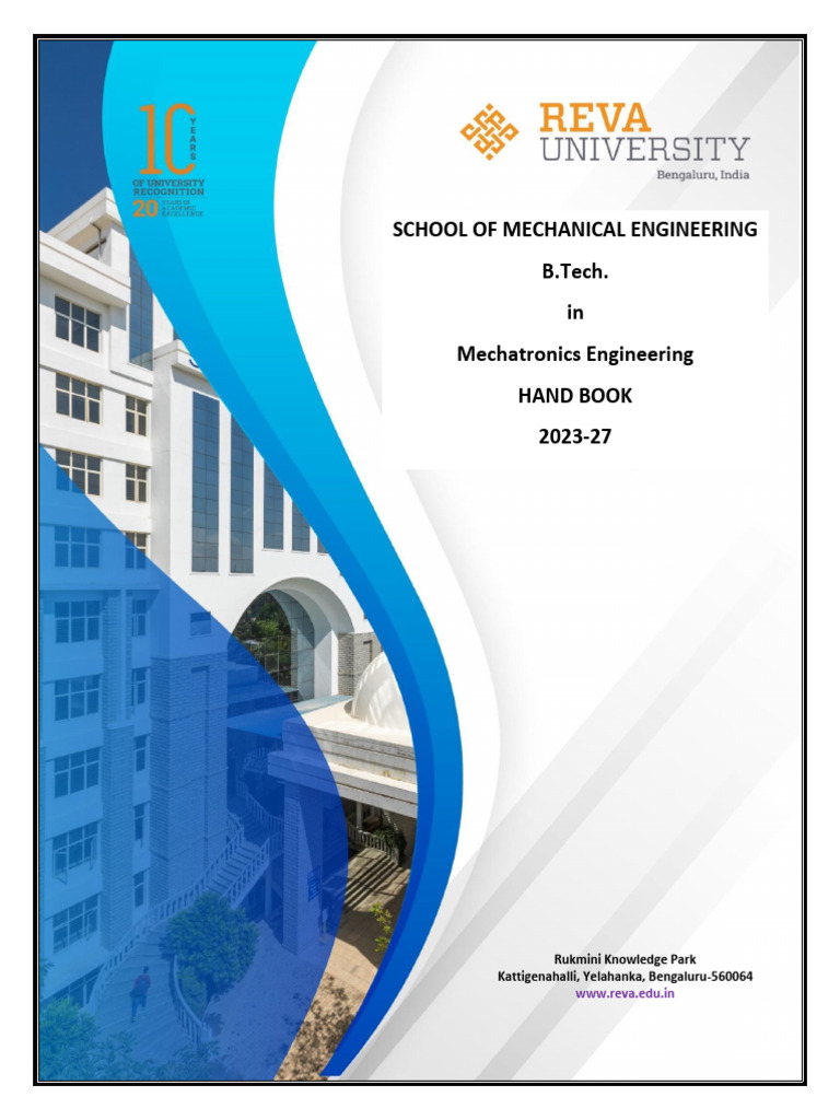 School of Mechanical Engineering B.Tech. in Mechatronics Engineering ...