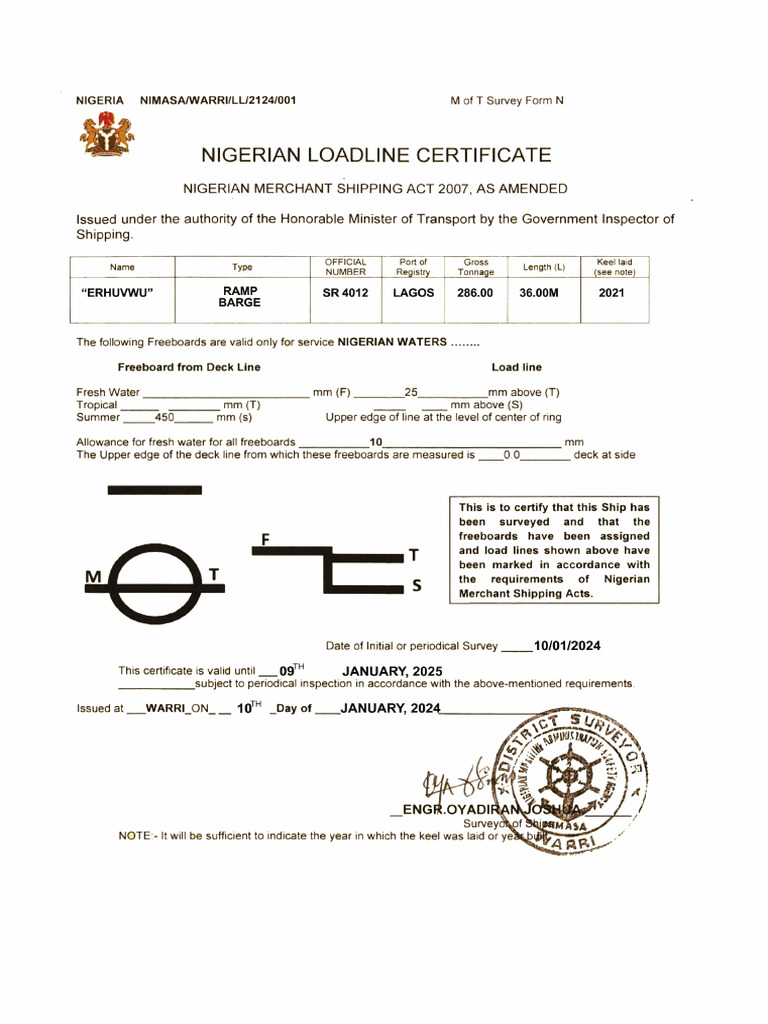 Erhuvwu Latest Document (Load Line & Boat License | PDF