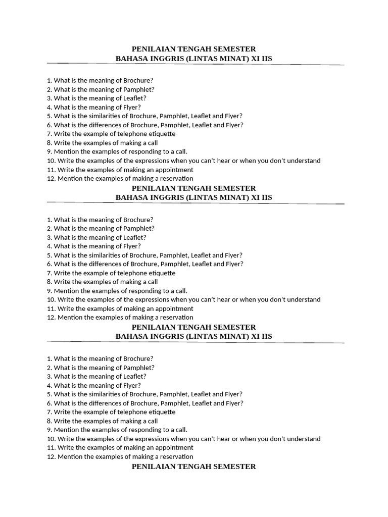 PENILAIAN TENGAH SEMESTER | PDF