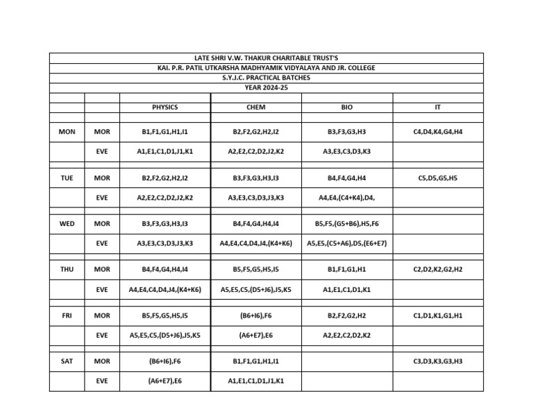 12th Practical Batches 2024-25 | PDF