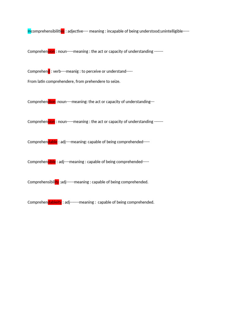 Incomprehensibilities Analysis | PDF
