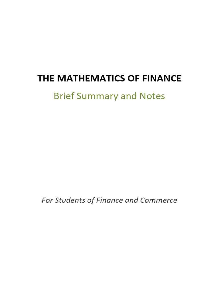 Mathematics of Finance | PDF | Statistical Theory | Applied Mathematics