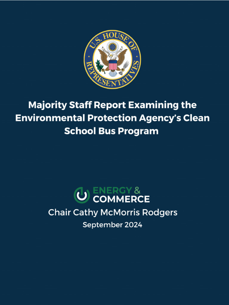 Majority Staff Report On The Clean School Bus Program | PDF | Electric ...