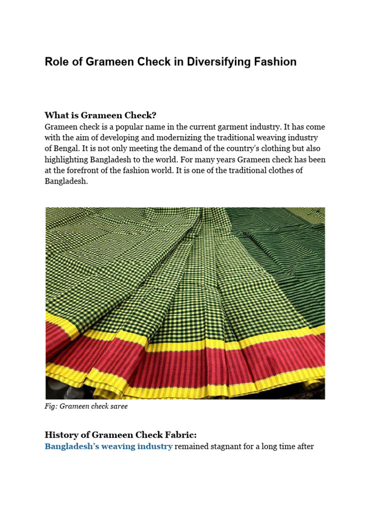 Role of Grameen Check in Diversifying Fashion | PDF | Grameen Bank ...