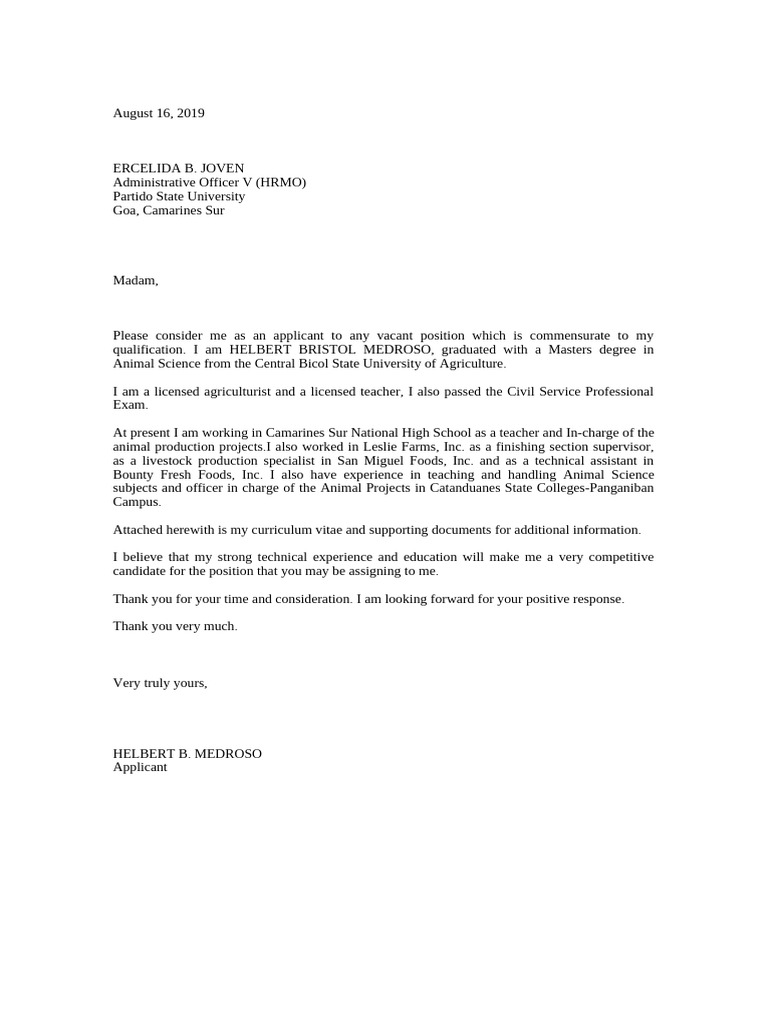 Application Letter PSU | PDF