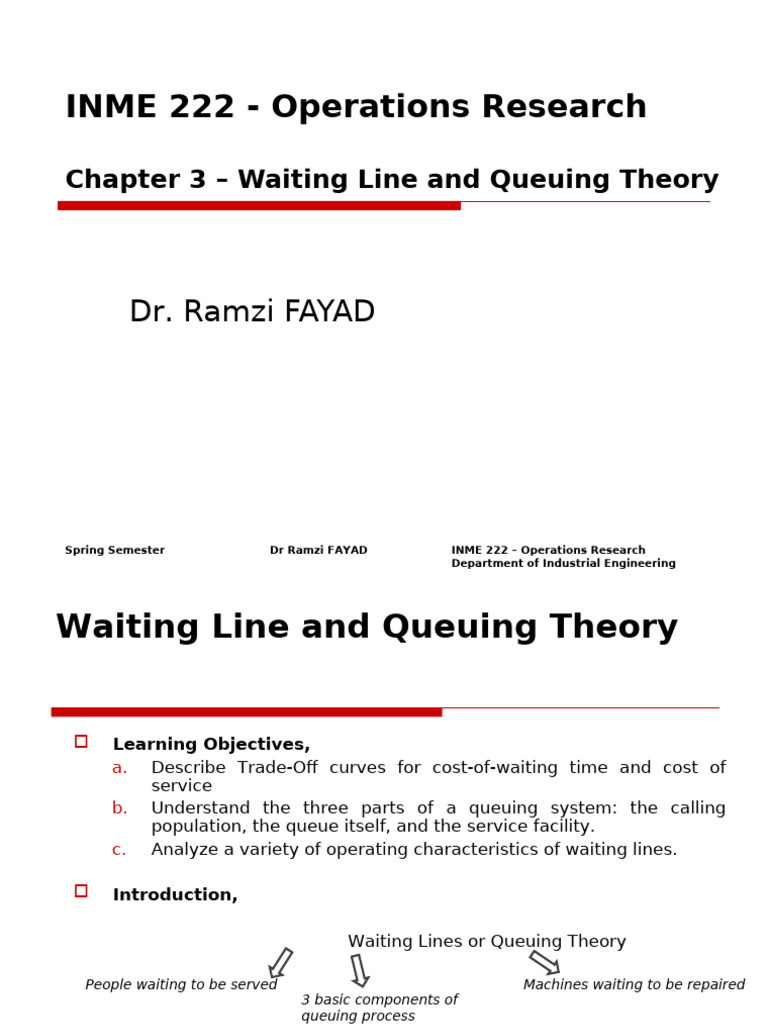 Waiting Line and Queueing Theory | PDF