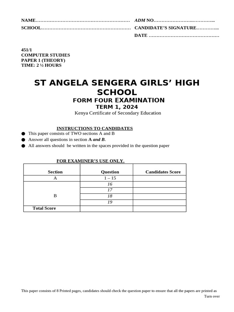 Form 4 Comp Exam | PDF