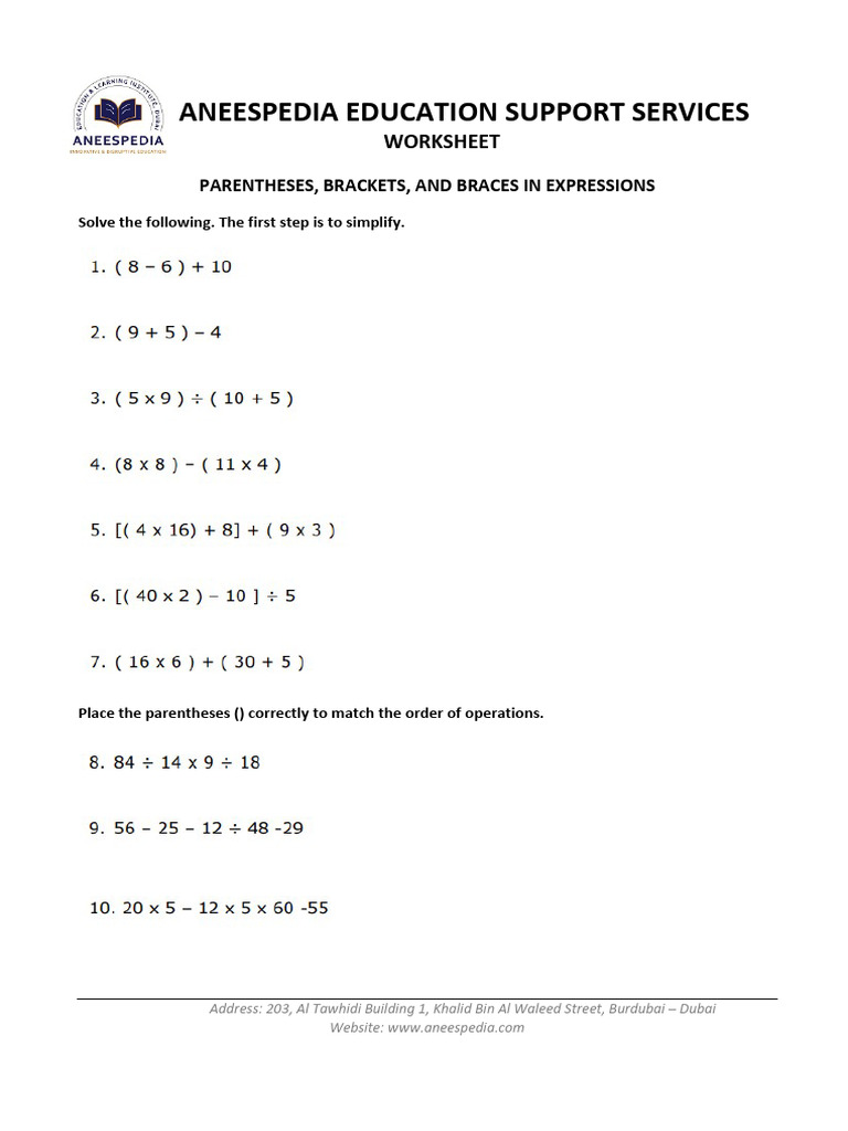 Parentheses, Brackets, and Braces in Expressions 1 | PDF | Career ...