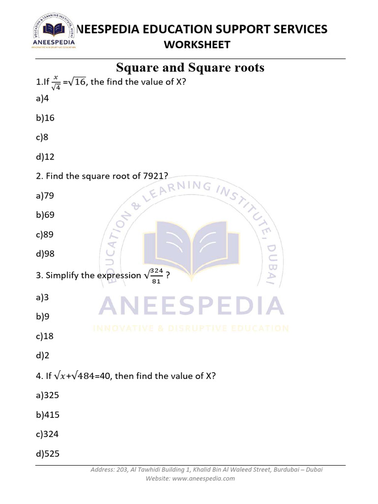 Square and Square Roots | PDF | Business | Teaching Methods & Materials