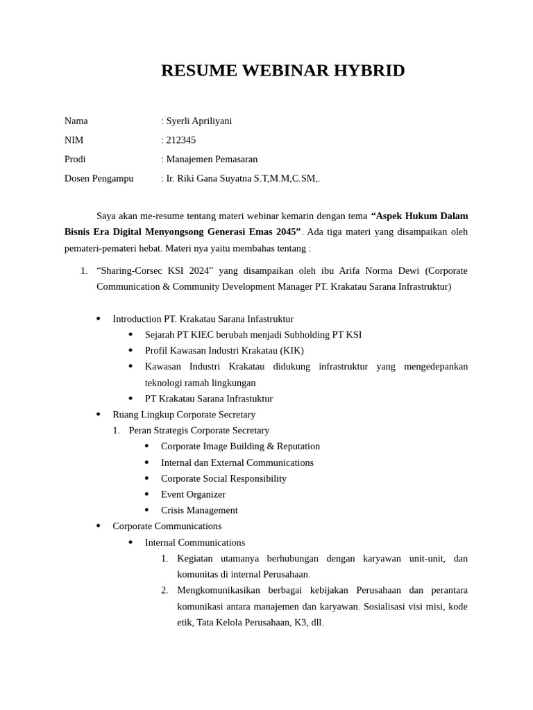 Resume Webinar Hybrid - Uas Pemasaran Internasional | PDF