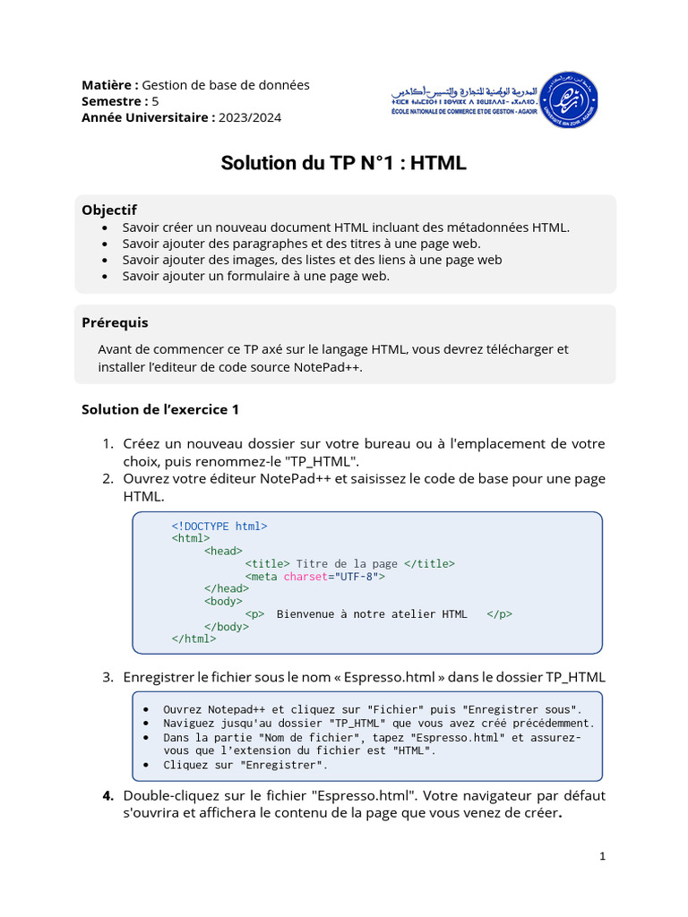 TP HTML - Solution | PDF