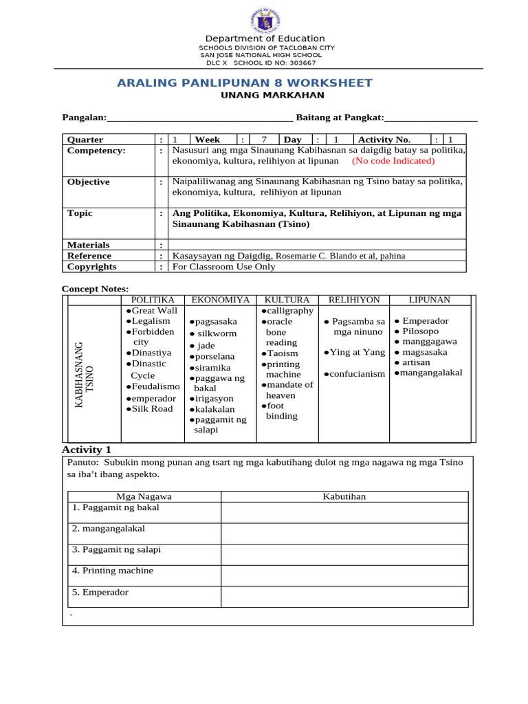 AP8 Q1 W7Day1 3 - Mga Ambag NG Sinaunang Kabihasnan - 2 | PDF