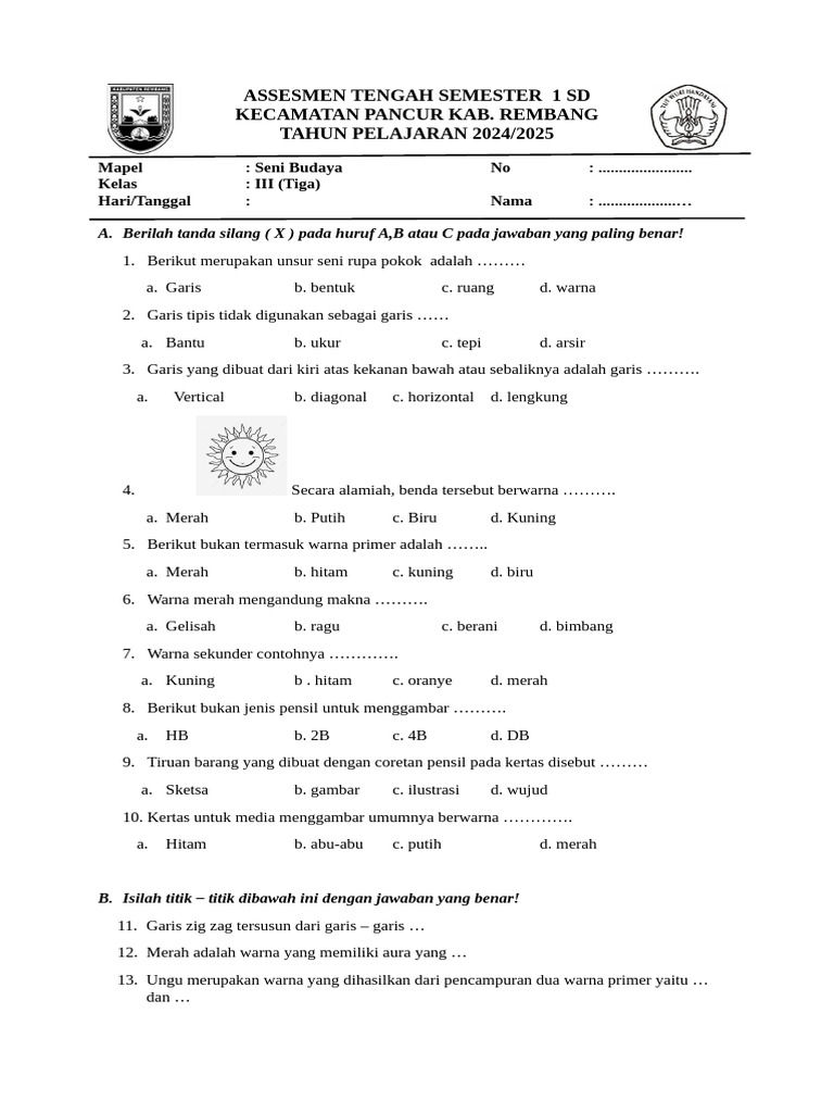 Soal Seni Rupa KL 3 | PDF