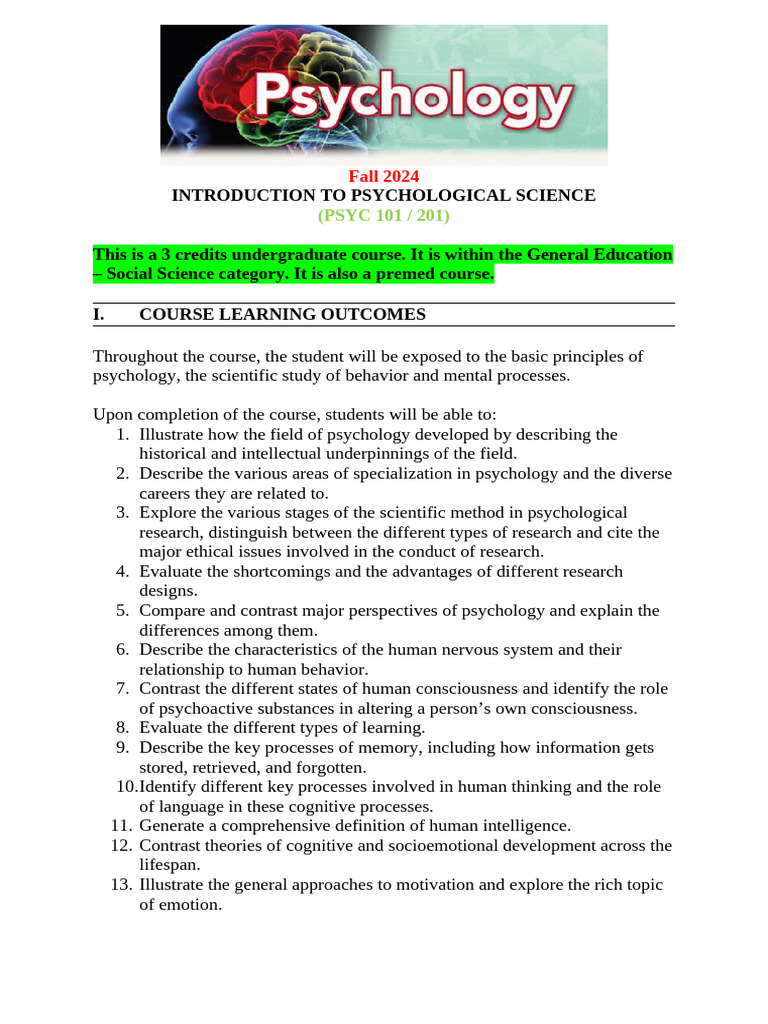 Psych 101201 - Fall 2024 | PDF
