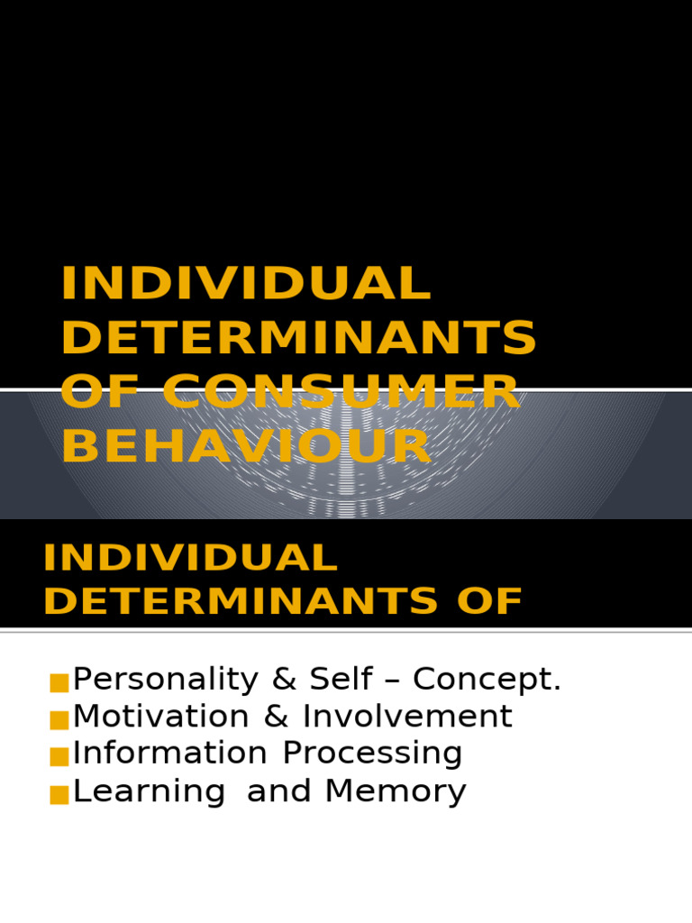 Individual Determinants of Consumer Behaviour | PDF