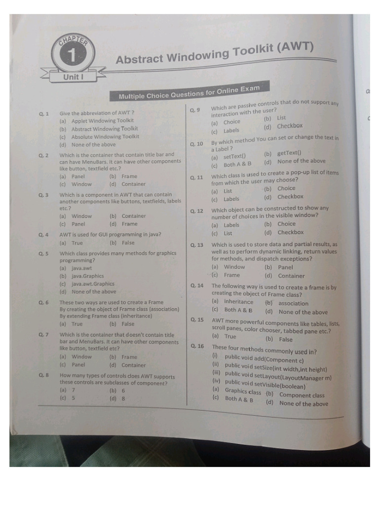 advance java textbook MCQ | PDF