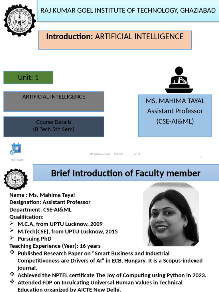 Unit1 Artificial Intelligent | PDF