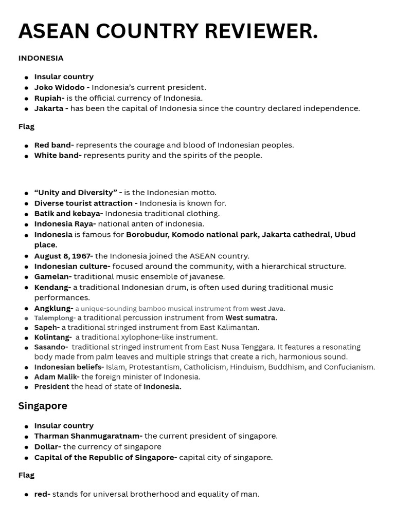 Asean Country Reviewer. | PDF