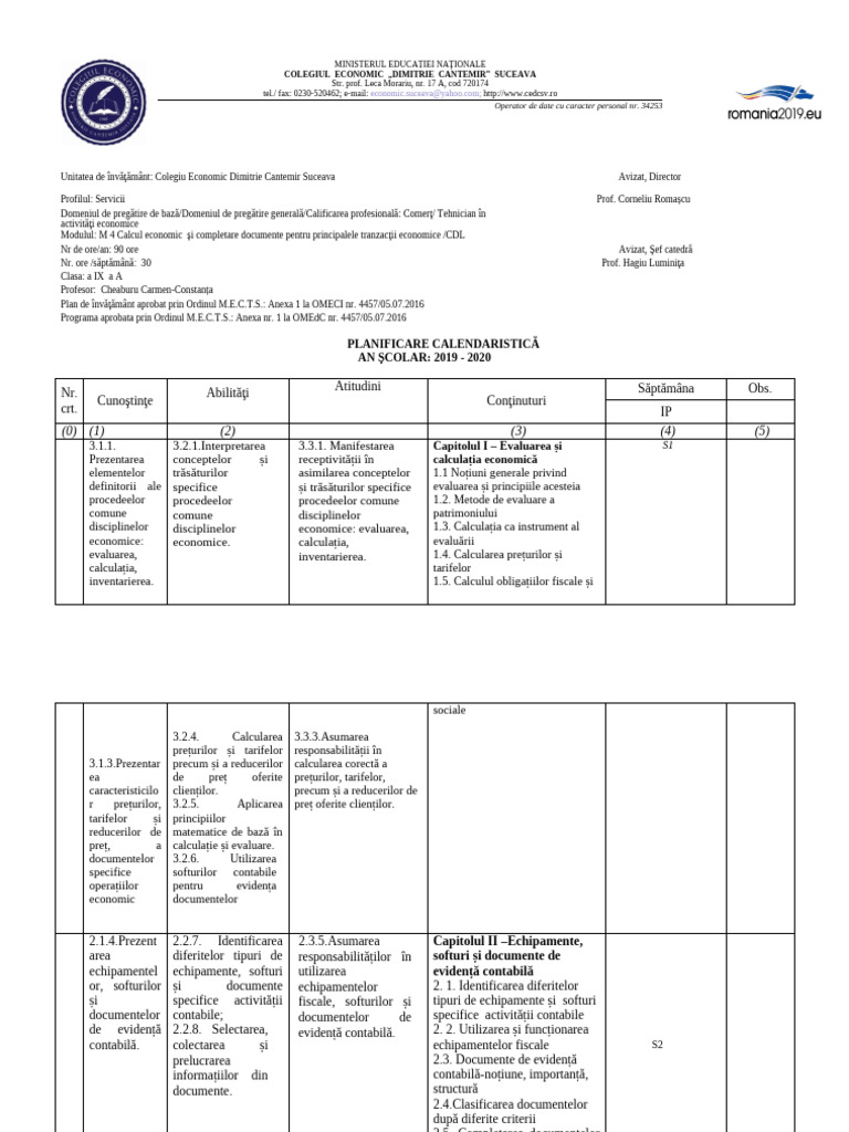 planificare M4 practica cl IX 2019-2020 | PDF
