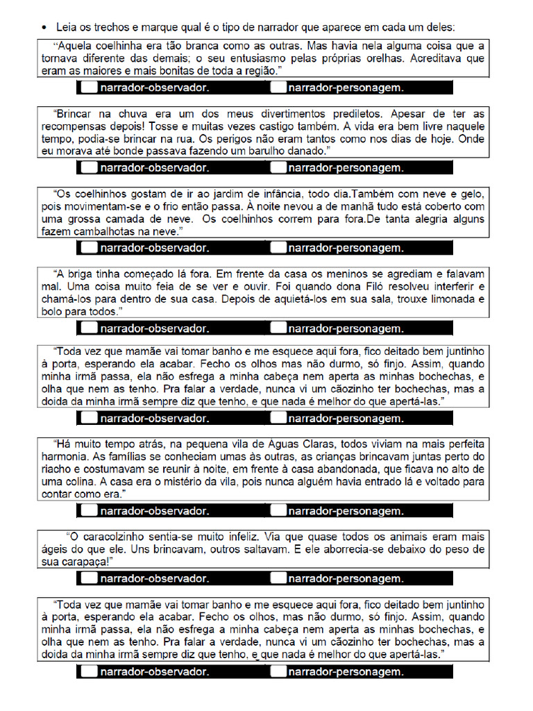 Tipos de Narrador | PDF