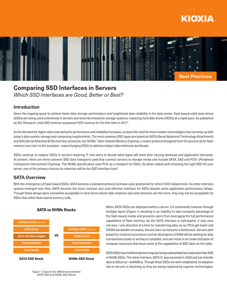 KIOXIA Comparing SSD Interfaces in Servers Best Practices | PDF