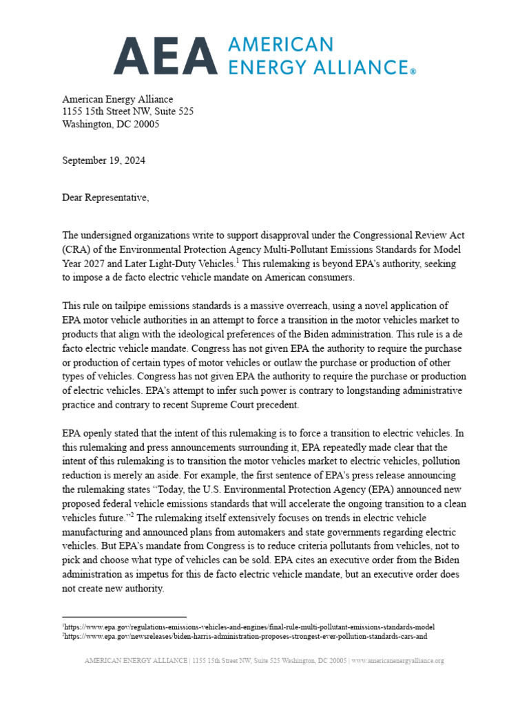 CRA Tailpipe Coalition Letter Final | PDF