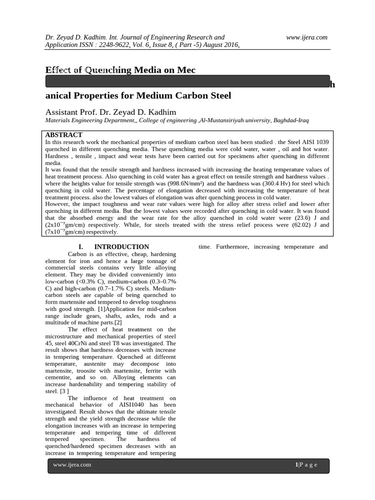 Medium Carbon Steel | PDF