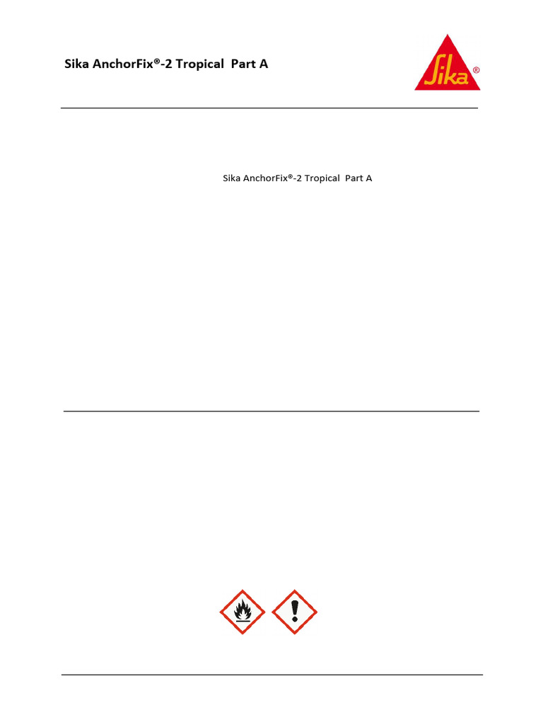 MSDS - Sika AnchorFix 2+ Tropical | PDF | Dangerous Goods | Toxicity