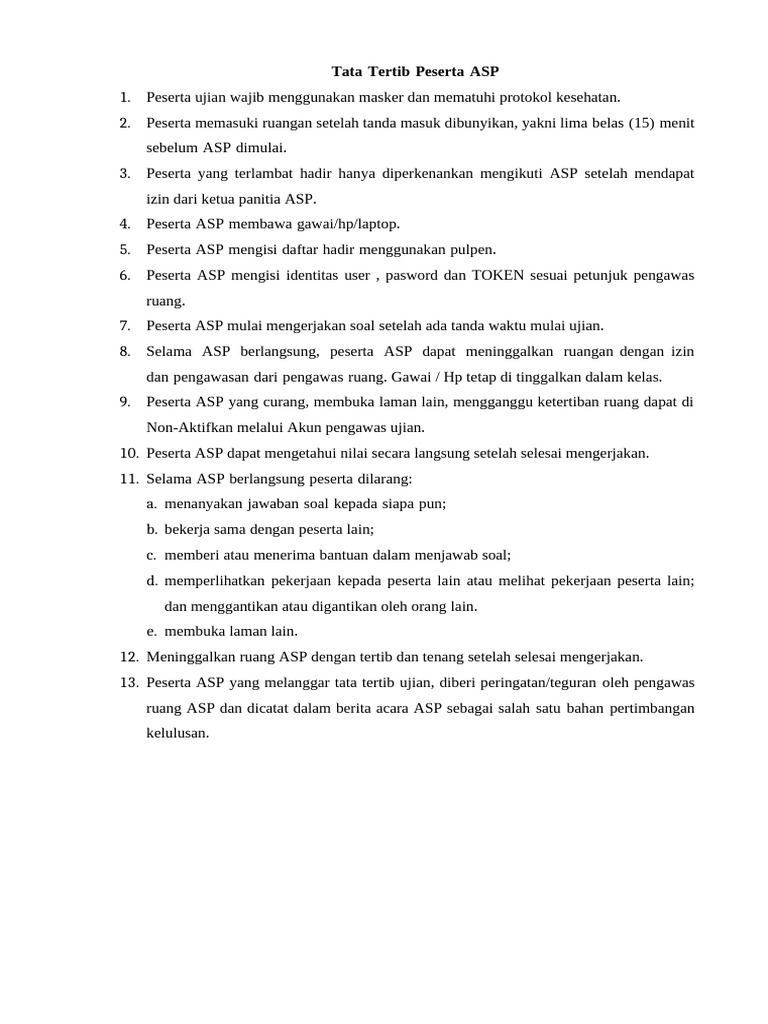Tata Tertib Peserta ASP | PDF