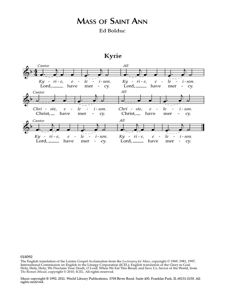 Mass of Saint Ann Vocal Sheet | PDF