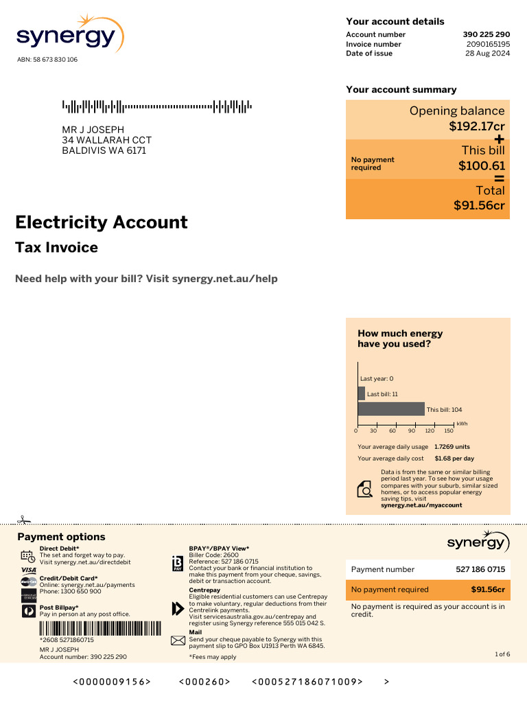SynergyBill20240904133843Account000390225290 1 | PDF | Cost Of Living ...