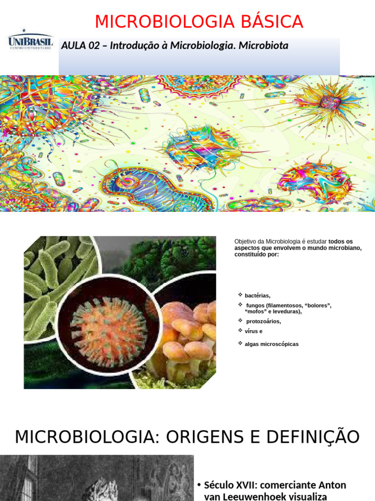 Aula 02 Estudo Microbiologia. Microbiota | PDF