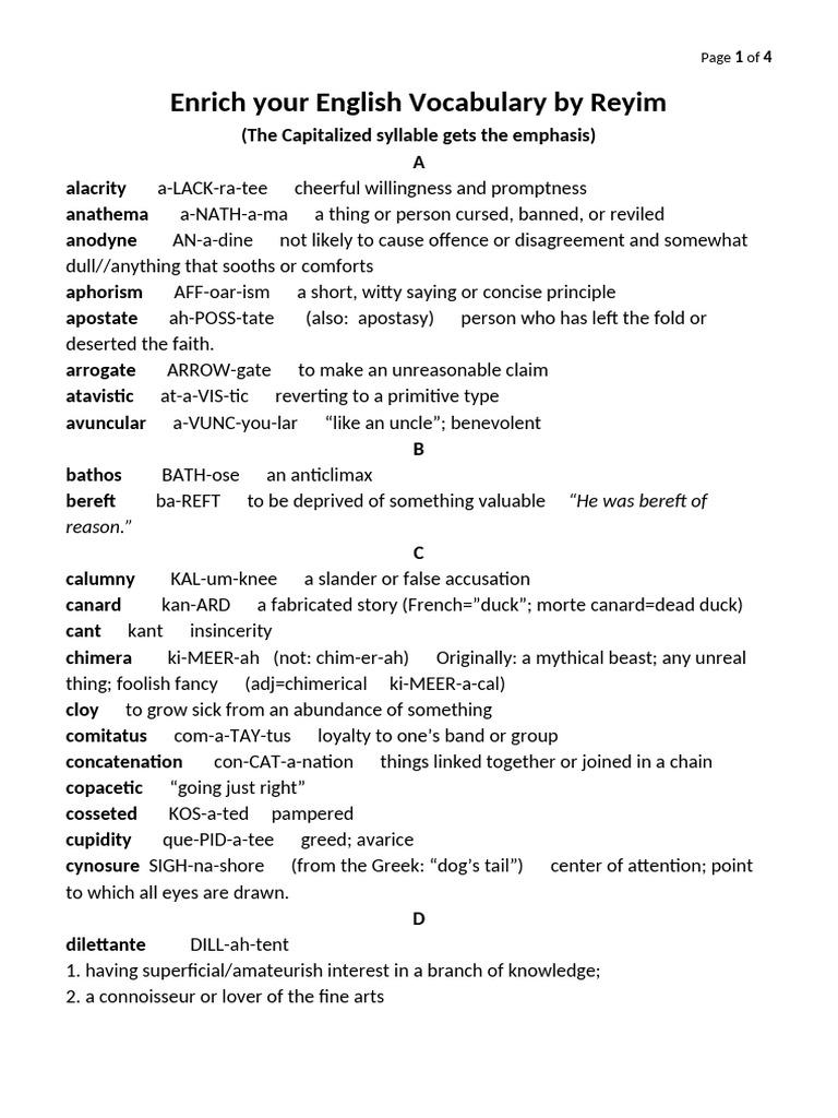 Enrich your English Vocabulary by Reyim | PDF Enrich your English Vocabulary by Reyim | PDF