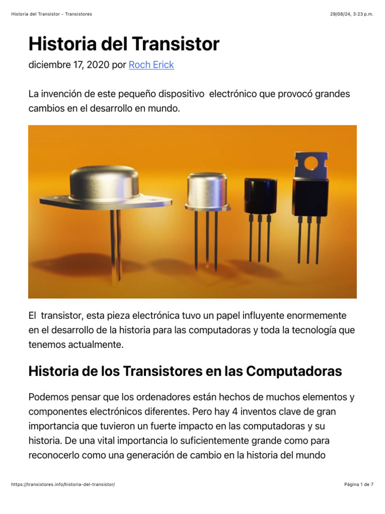 Historia Del Transistor - Transistores | PDF | Transistor | Ciencia y ...