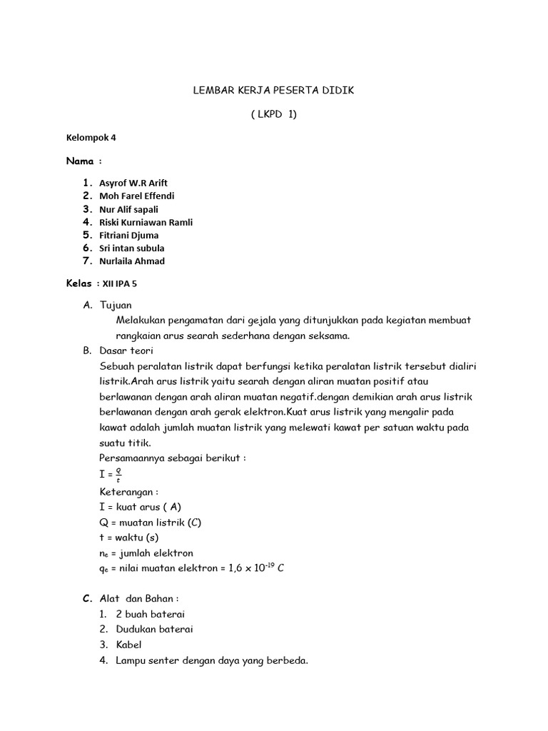 LKPD 1 KEL 4 FISIKA | PDF