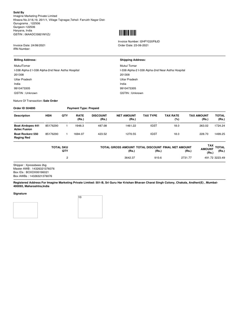 Boat-Invoice - Compress (1) 441 | PDF | Government Finances | Taxes