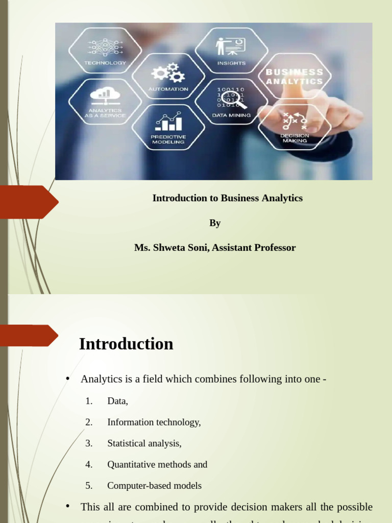 Introduction To Business Analytics | PDF