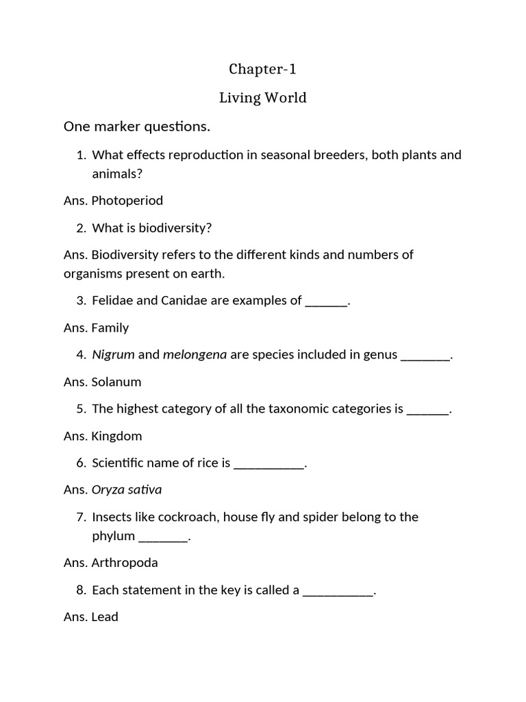 Chapter 1 Bio XI | PDF