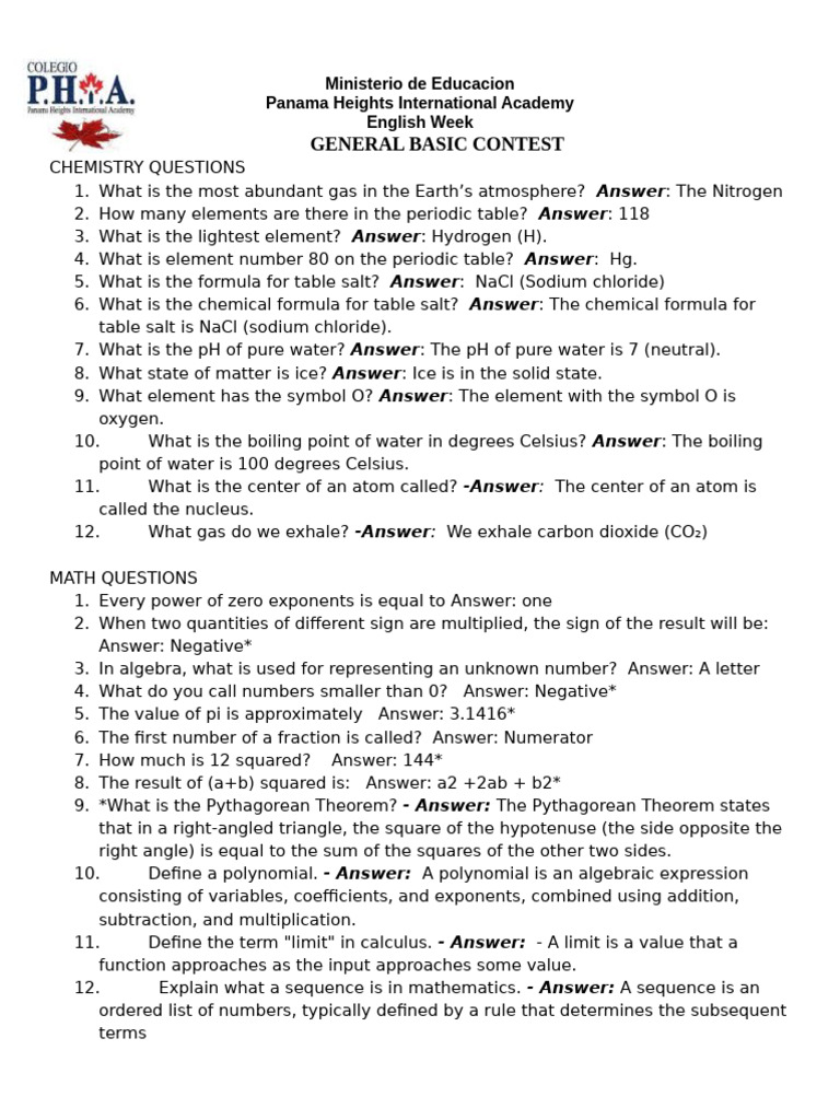 General Basic Contest Questions | PDF