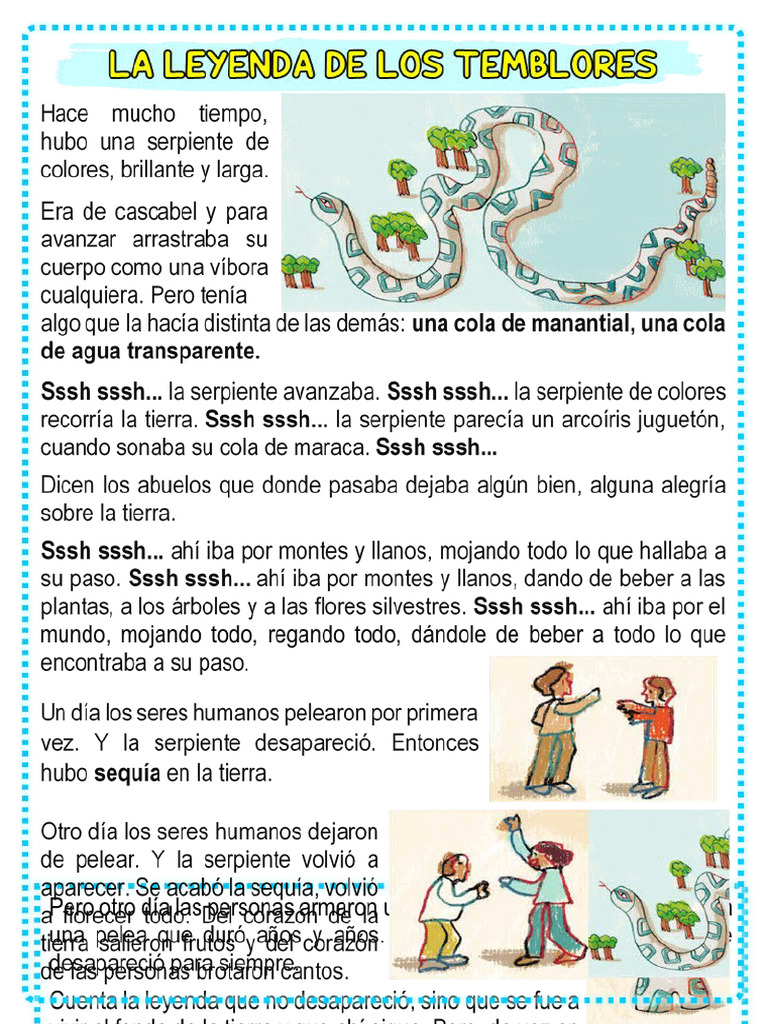 Ficha Leemos La Leyenda de Los Temblores Maestra Janet | PDF