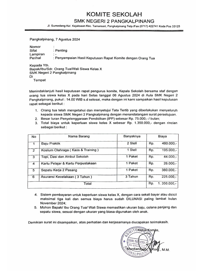 Hasil Rapat Komite Pdf