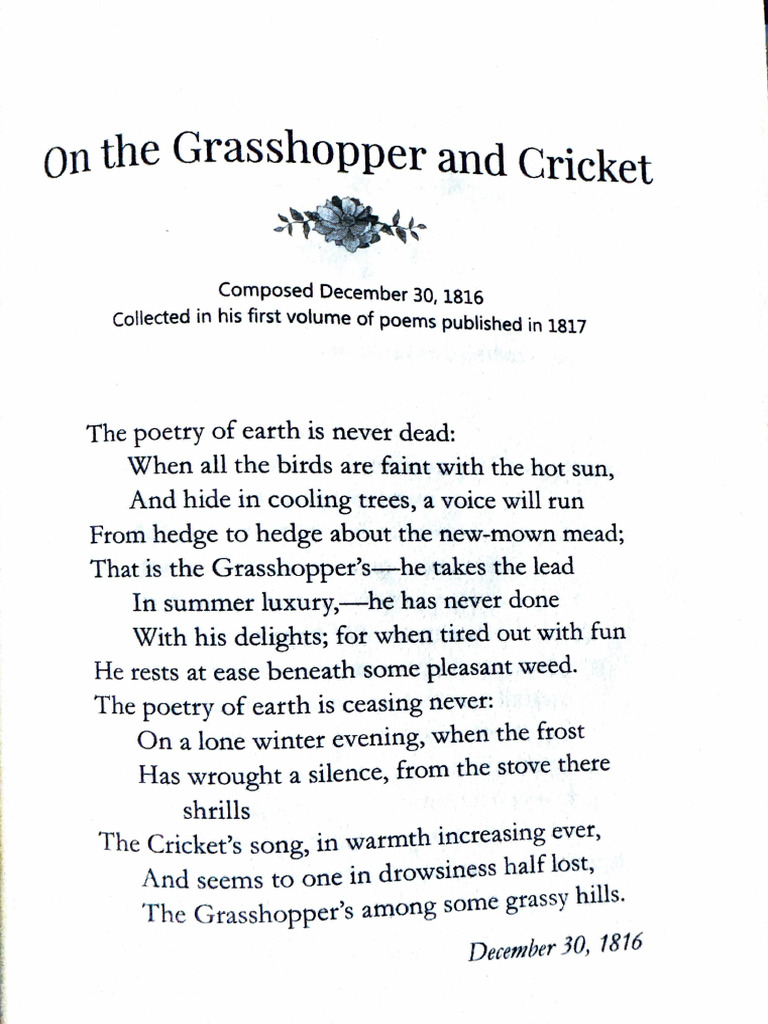 On The Grasshopper and Cricket | PDF