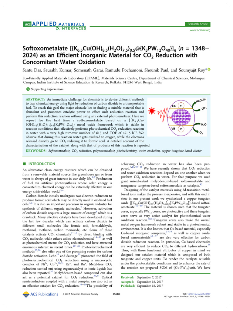 CO2 Reduction - Water Oxidation AMI | PDF