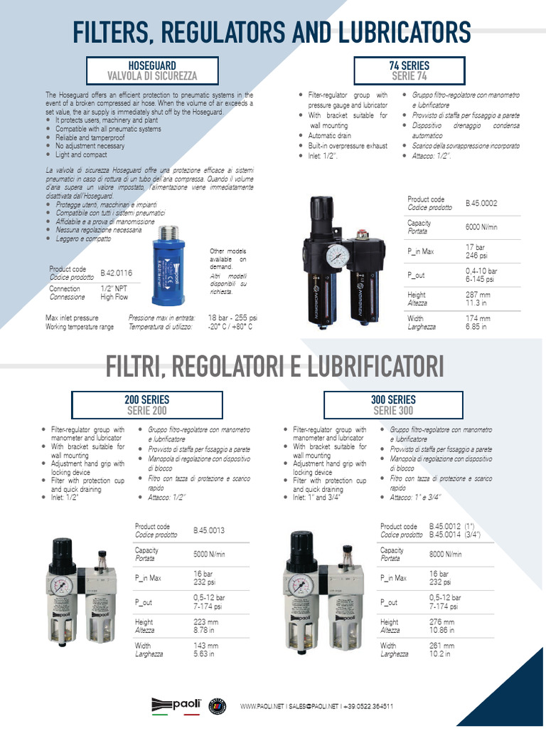 Filters Regulators and Lubricators | PDF