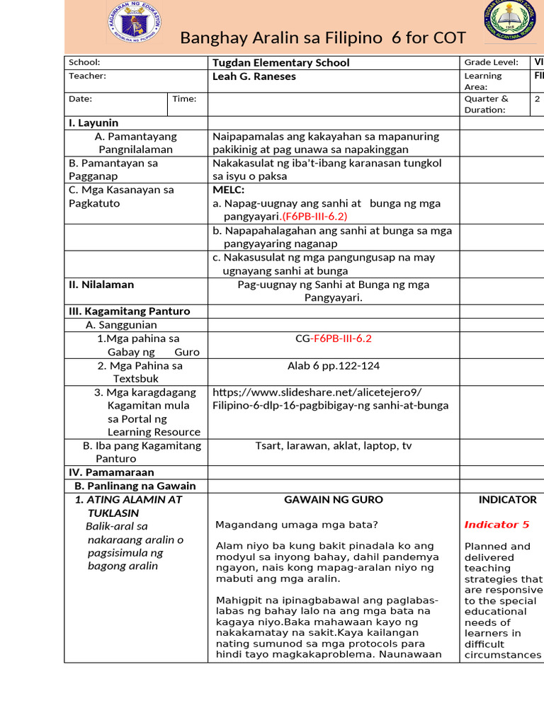 COT LESSON PLAN Q2 PANDEMIC TIME Leahhhhhhhhhhhhhhhh | PDF