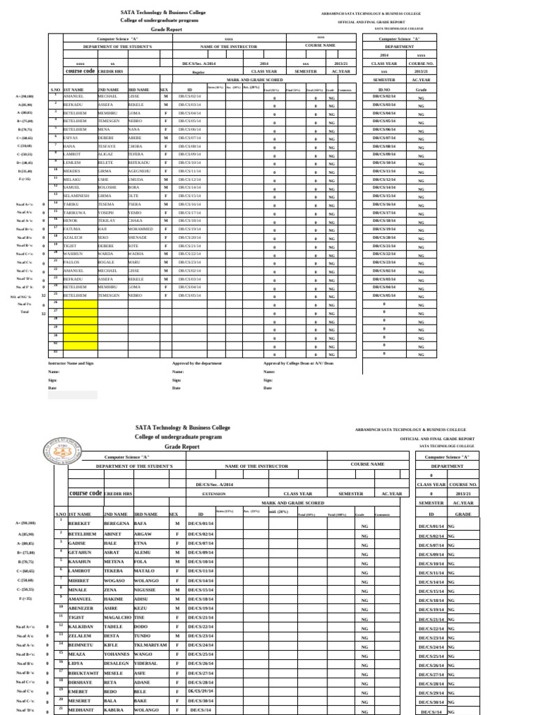 Marklist STBC Ug | PDF