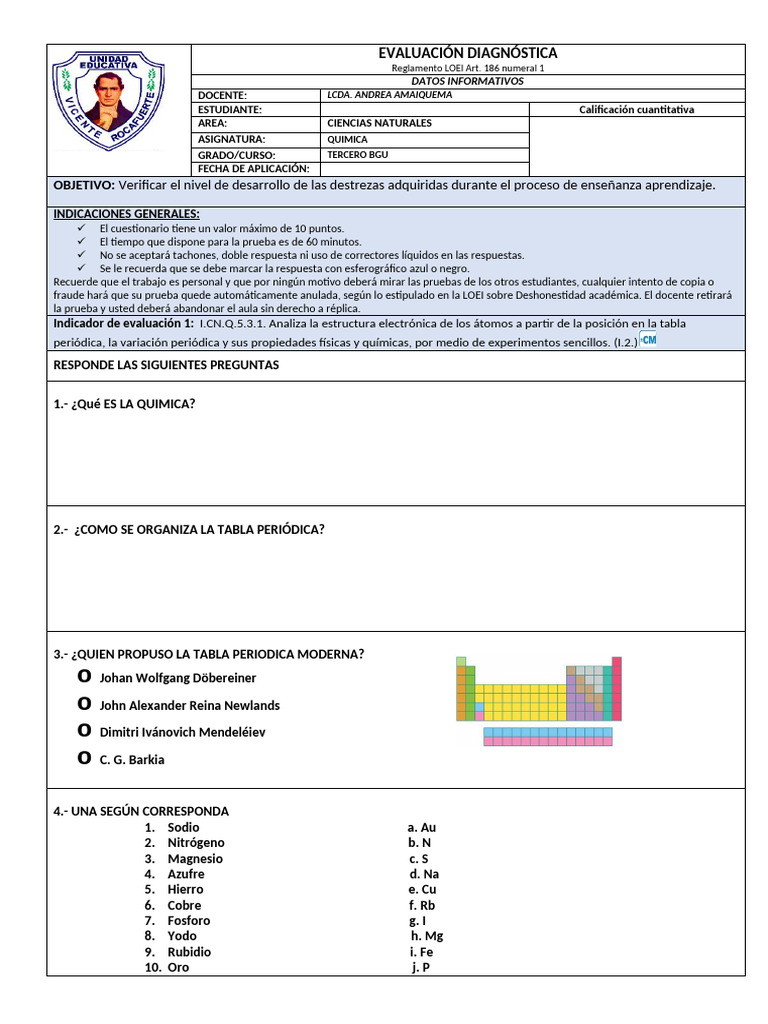 Diagnostico 3ro Bgu | PDF